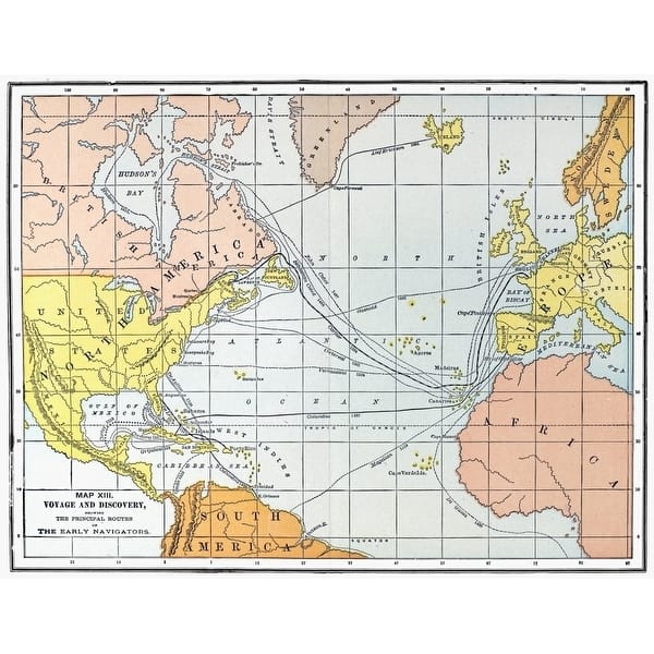 Map Atlantic Voyages. /Nmap Showing The Routes Of The Major European ...
