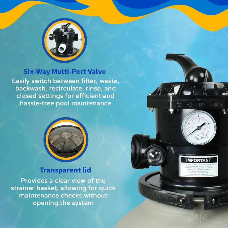 Blue Wave 22-inch Above Ground Sand Filter System - Silver - Overstock ...