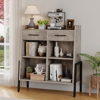 Bookcase Horizontal Bookshelf Short Bookcases with Drawers Small ...