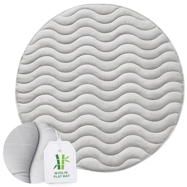 Biloban Muslin Foam Play Mats, Wave Quilted - Round 47'' x 47'' - Grey ...