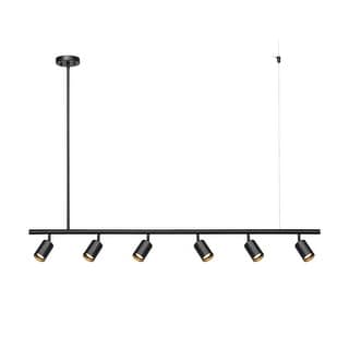 55" 6-Light Adjustable Height Track Lighting, Matte Black, Pivoting ...