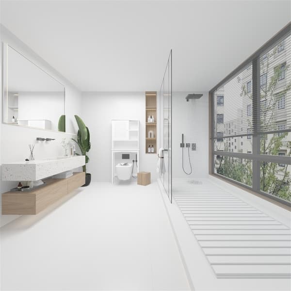 White Over The Toilet Bathroom Cabinet with Shelf and Shutter Door ...