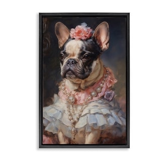 Stupell Regal Frenchie Victorian Era Framed Floater Canvas Wall Art ...