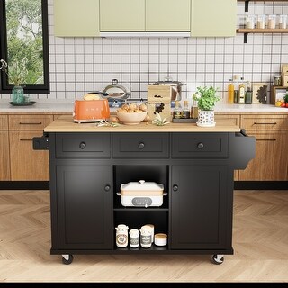 Modern Kitchen Cart with Storage Cabinet and Drawers for Dinning Room ...