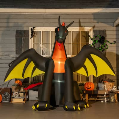 Outsunny 6' Outdoor Light-Up Inflatable Dragon Halloween Decoration ...