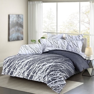 Queen Bedding Set Duvet Cover White Comforter Trees Gey - Bed Bath ...