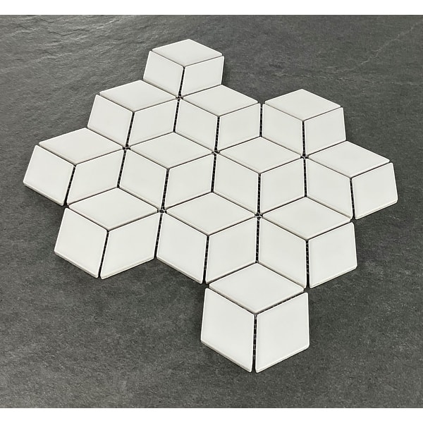 Porcelain Mosaic Tiles - Rhombus Wall and Floor Tiles - Case (10 Sheets ...