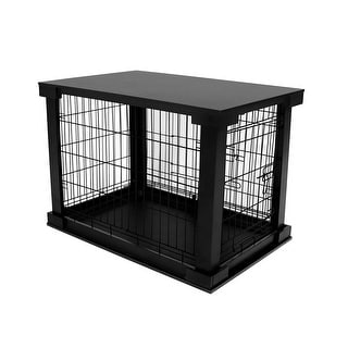 Merry Products Decorative Pet Cage w/ Protection Box End Table, Black ...