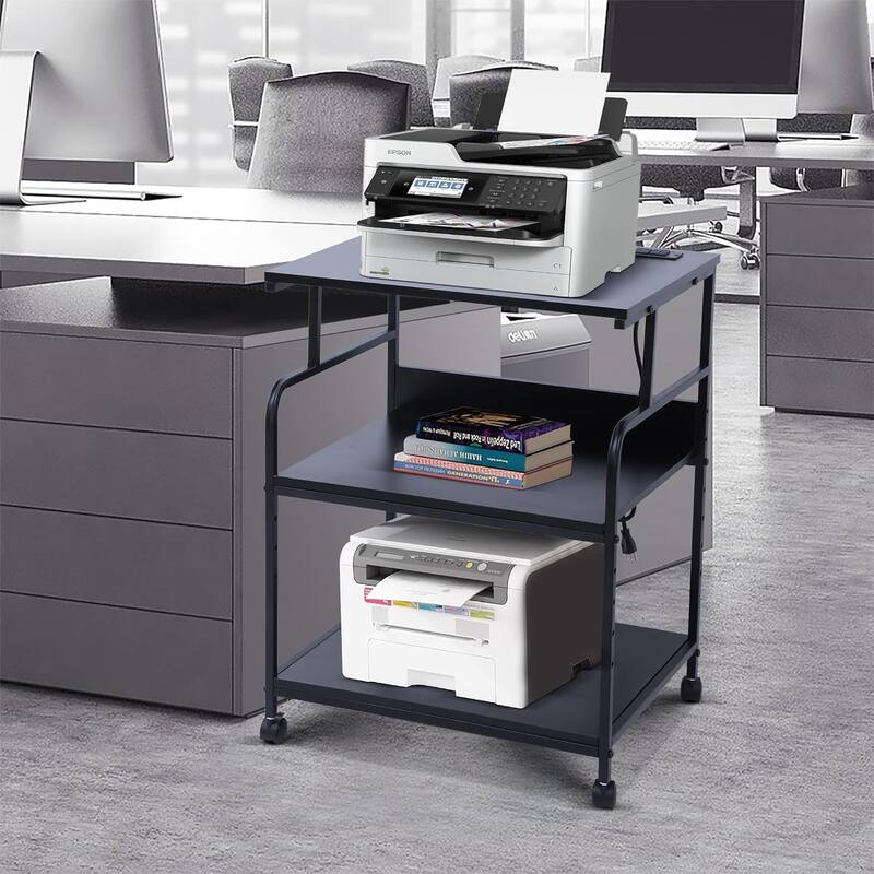 Printer Stand, Mobile Printer Cart, 3-Tier Printer Storage Rack with ...