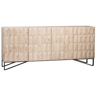 Blakely 84-inch Reclaimed Pine and Iron 4-Door Sideboard in a Light ...