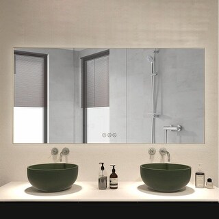 Dornberg 72x36 inch LED Bathroom Mirror,Backlit,Anti Fog,Gold-framed ...