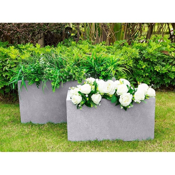 Kante Lightweight Durable Modern Rectangle Outdoor Planter Set, 31 Inch ...