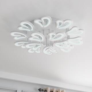 Modern White Butterfly Design Semi Flush Mount LED Dimmable Ceiling ...