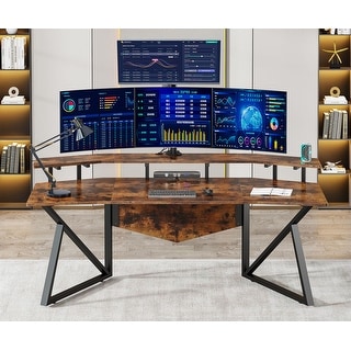 Large Computer Desk with Hutch, 70.9 Inch Home Office Desk with Monitor ...