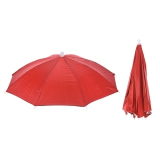 2Pcs 20" Fishing Umbrella Hat Folded Sun Rain Cap Head Umbrella Red ...