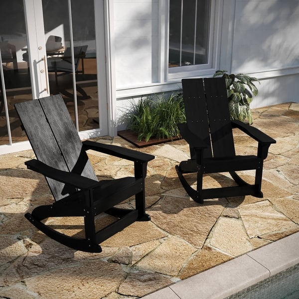 Indoor/Outdoor modern 2-Slat Adirondack Poly Resin Rockers - Set of 2 ...