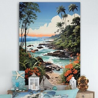Designart "Coastaltropical Tropical Paradise I" Coastal Tropical Wall ...