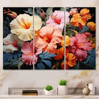 Designart "Hibiscus Hibiscus Hues" Floral Wall Art Print Set - Bed Bath ...