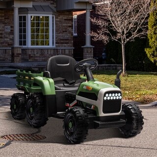 24V Battery Powered Electric Tractor Toy,Ride on Tractor with Trailer ...