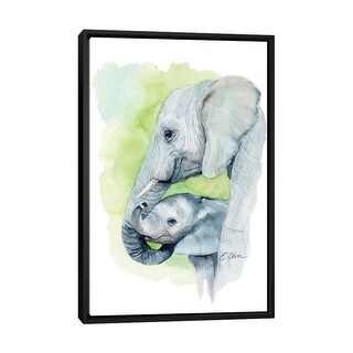 iCanvas "Mother and Baby Elephants I" by Watercolor Luv Framed Canvas ...