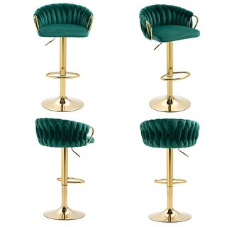 4 Set Adjustable Tufted Bar Stool with Back - Bed Bath & Beyond - 37877405
