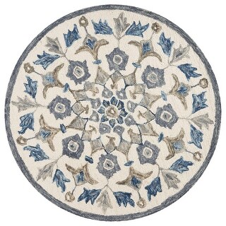 4' Round Blue Floral Oasis Area Rug - 3'6" - Bed Bath & Beyond - 39598711