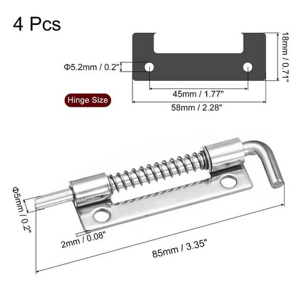 Spring Loaded Latch Pin, 3.35" Stainless Steel Left-Handed with Hole ...