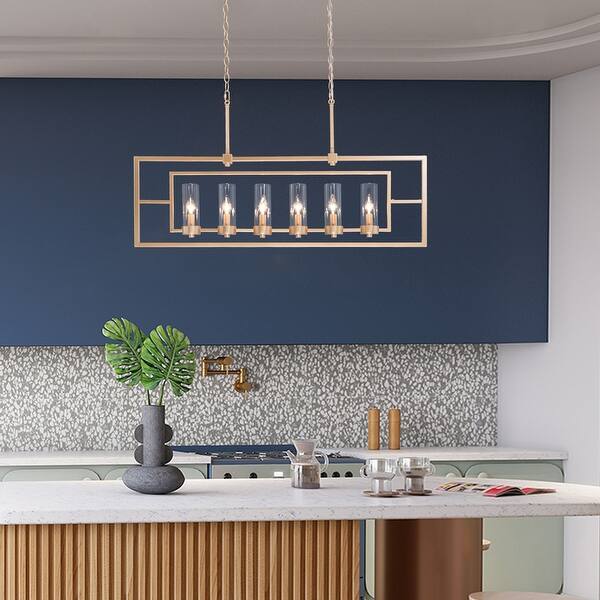 Modern Rectangle Island Pendant Light Geometric Dimmable Linear ...