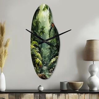 Designart - Sounds Of The Jungle - Jungle Wall Clock in Asymmetrical ...