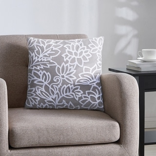 VCNY Home 18" x 18" Grey/White Chainstitch Floral Decorative Pillow ...