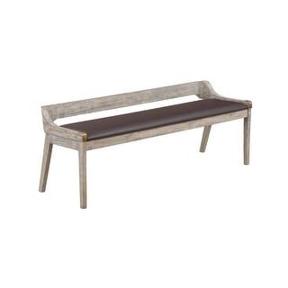 Kit 60 Inch Modern Dining Bench, Padded Seat, Curved Open Back, Gray ...