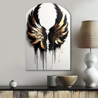 Designart - Black Silver And Gold Angel Wings III - Wings Angel ...