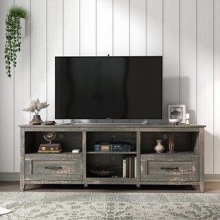 70 Inch Length TV Stand with 2 Drawers and 4 High-Capacity Storage ...