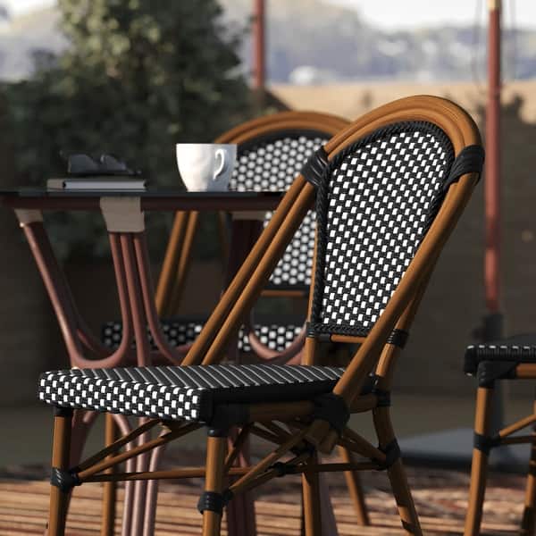 2 Pack All-Weather Commercial Paris Chairs with Bamboo Print Frame - On ...