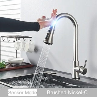 Brushed Nickel Pull Out Sensor Kitchen Faucet Touch Control Faucet with ...