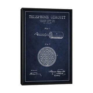 iCanvas "Telephone Circuit Navy Blue Patent Blueprint" by Aged Pixel ...