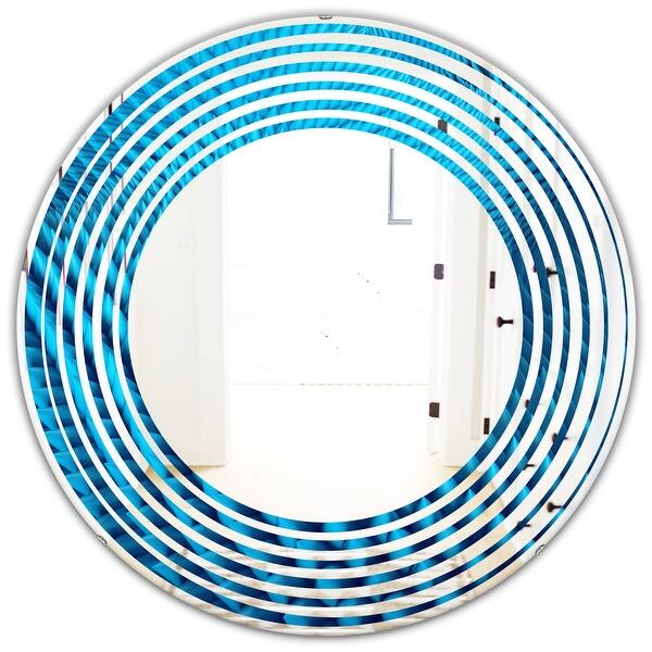 Designart 'Abstract Blue Wavy II' Printed Modern Round or Oval Wall ...