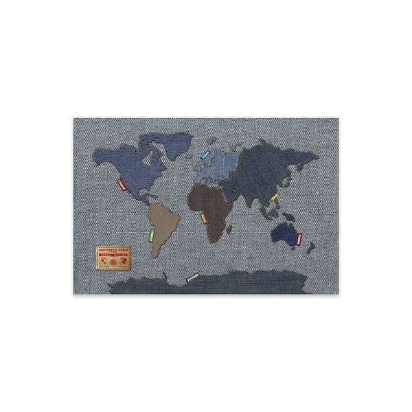 Denim Map of The World Print On Acrylic Glass by Michael Tompsett - Bed ...