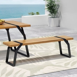 Modern industrial style bench,with acacia wood,for patio,garden - 63.00 ...