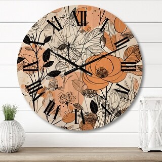 Designart "Retro Terracotta Roses Illustration I" Abstract Botanicals ...