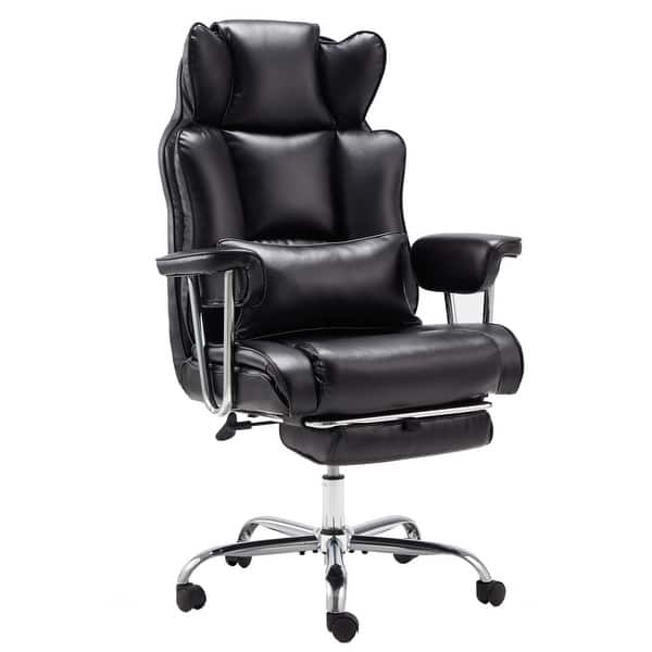 Multi-Position Leather Executive Office Chair with Footrest and ...