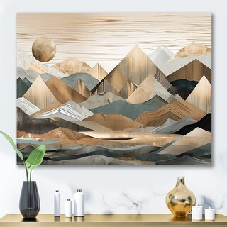 Designart "Grey And Gold Geometric Horizons Ii" City Geometric Wall Art ...