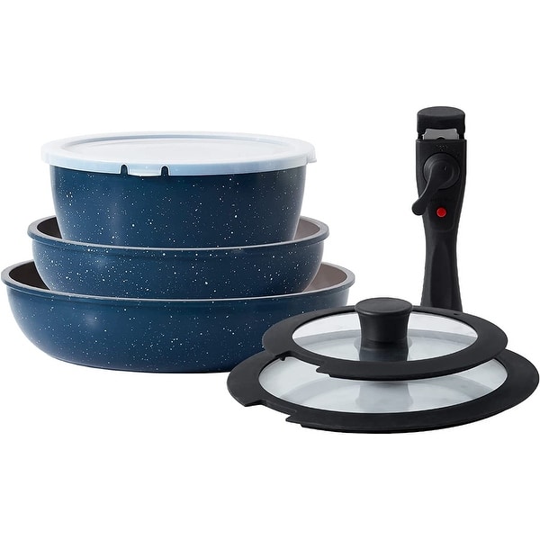 Pots and Pans Set, 7Pcs Ceramic Nonstick Cookware Set, Removable Handle ...