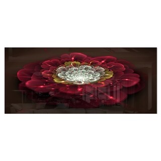 Designart 'Red Fractal Flower with White' Floral Digital Art Metal Wall ...