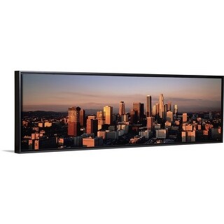 "California, Los Angeles, Skyline at dusk" Black Float Frame Canvas Art ...
