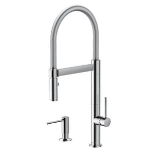 Single Handle Pull Down Kitchen Faucet with Soap Dispenser Commercial ...