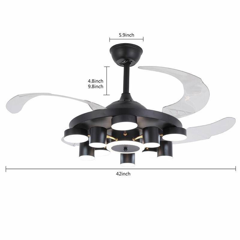 42'' Black Unique Ceiling Fan Retractable Blades with Remote - On Sale ...