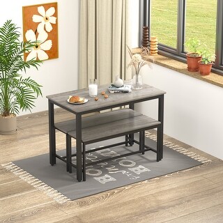3-Piece Dining Table Set with 2 Dining Benches - Bed Bath & Beyond ...