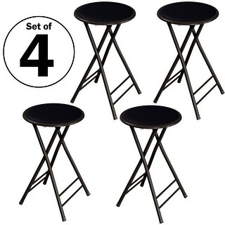 24-Inch Round Steel Collapsible Stool Set of 4 (Black) - Bed Bath ...