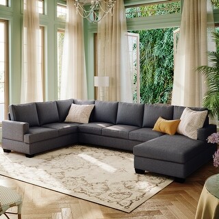 Large Upholstered U-Shape Sectional Sofa, Extra Wide Chaise Lounge ...